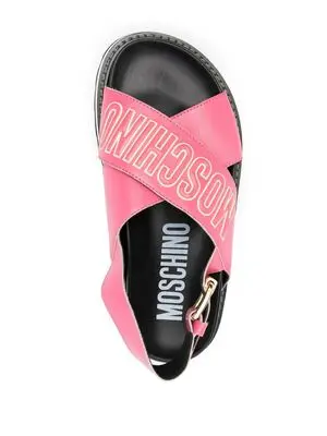 Moschino Print Leather Platform Sandals