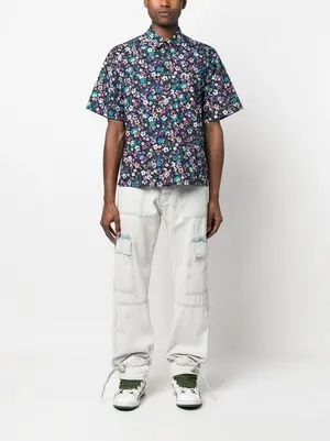 Off-White Flowers Summer Cotton Shirt