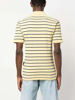 Palm Angels Logo-patch Striped Terry Polo Shirt - Yellow