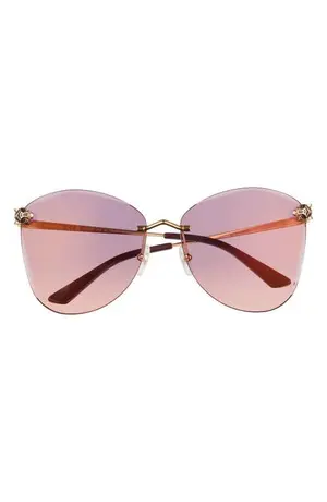 CARTIER Cartier 62mm Oversized Butterfly Sunglasses Gold 2