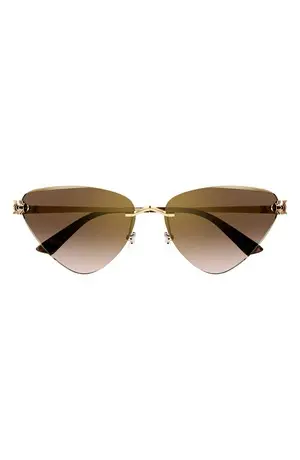CARTIER 62mm Oversized Cat Eye Sunglasses - Gold 2