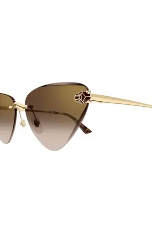 CARTIER 62mm Oversized Cat Eye Sunglasses - Gold 2