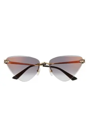 CARTIER 62mm Oversized Cat Eye Sunglasses - Gold