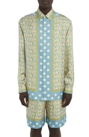 Versace Logo Print Cotton Poplin Button-up Shirt