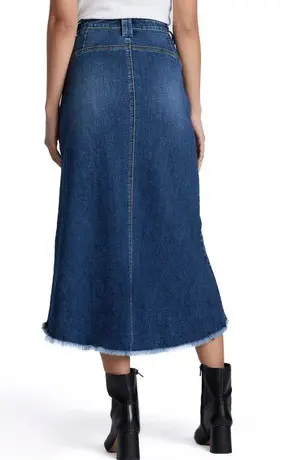 WASH LAB DENIM Patch Pocket Denim Midi Skirt - Jannis Blue