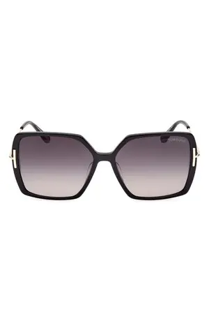 TOM FORD Joanna 59mm Butterfly Sunglasses - Shiny Black Rose Gold / Smoke