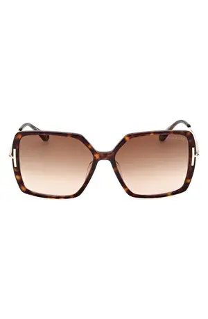 TOM FORD Joanna 59mm Butterfly Sunglasses - Shiny Havana Rose Gold/brown