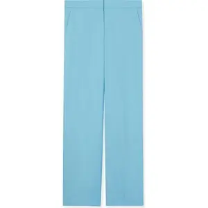 St. John Wool Twill Straight Leg Pants - Cornflower