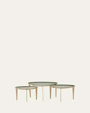 INTERLUDE HOME Trio Of Jan Bunching Coffee Tables - Champagne Brass