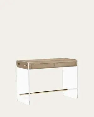 INTERLUDE HOME Cora Acrylic And Leather Desk - Taupe