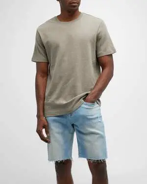 FRAME Men & Apos;s Duo Fold Short Sleeve Tee Heather Dark Beig