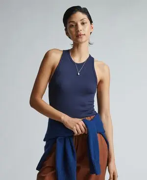 Everlane Luxe Rib Racerback Tank Top - Navy