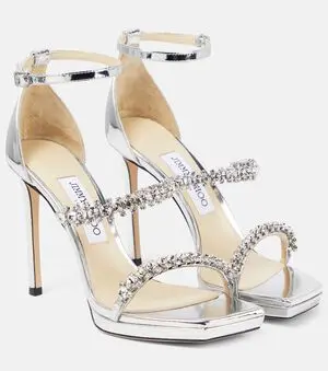 JIMMY CHOO Bing 105 Crystal-embellished Sandals - Silver