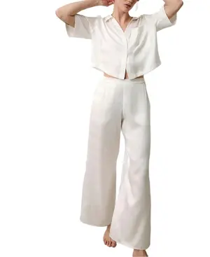 Lunya Washable Silk Pajama Set - Tranquil White