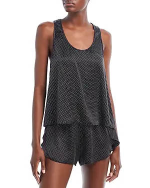 Lunya Washable Silk Tulip Back Pajama Set Black Ellis