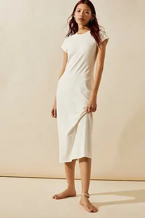 Free People Good Feels Slim Midi Dress - White