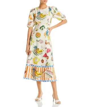 ALEMAIS Theo Printed Midi Dress