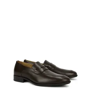 BOSS Colby Leather Loafers - Dark Brown