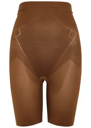 Spanx Thinstincts 2.0 High-waist Mid-thigh Shorts Dark Brown