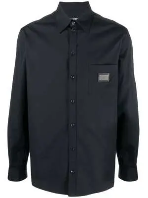 Dolce & Gabbana Logo-plaque Cotton-poplin Shirt