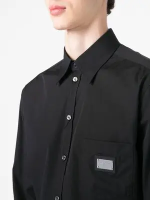 Dolce & Gabbana Logo-plaque Cotton-poplin Shirt
