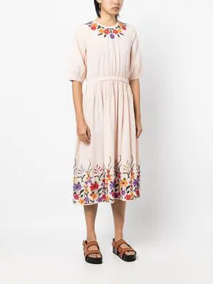 You Must Create Embroidered Crinkle Midi Dress