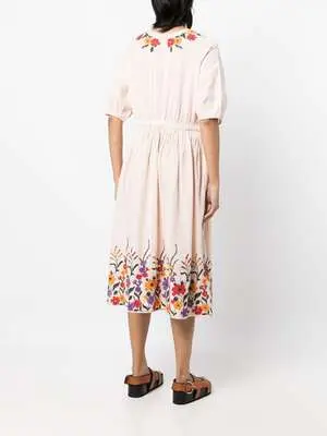 You Must Create Embroidered Crinkle Midi Dress