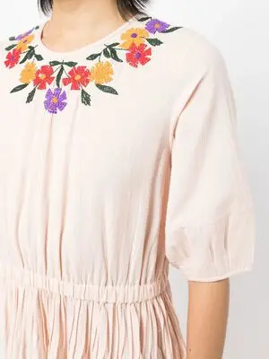 You Must Create Embroidered Crinkle Midi Dress