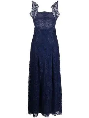 Alberta Ferretti Sleeveless Lace Maxi Dress - Blue