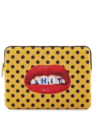 SELETTI Polka-dot Print Laptop Case - Yellow