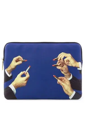 SELETTI Lipstick Print Laptop Case Blu