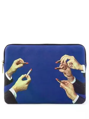 SELETTI Lipstick Print Laptop Case - Blue