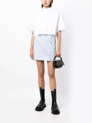Raf Simons Frayed-hem Denim Miniskirt - Blue