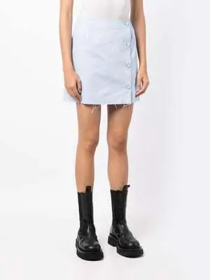 Raf Simons Frayed-hem Denim Miniskirt - Blue