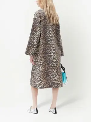 GANNI Leopard Print Mid-length Coat