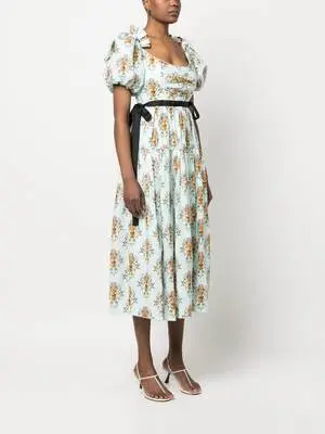 Agua Bendita Floral-print Midi Dress