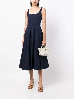 Staud Wells Square Neck Midi Dress