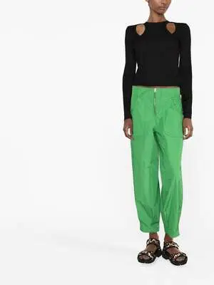 GANNI - Ribbed Jersey Wrap Blouse