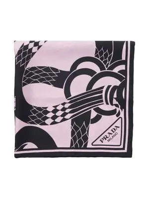 Prada Snake-print Twill Scarf