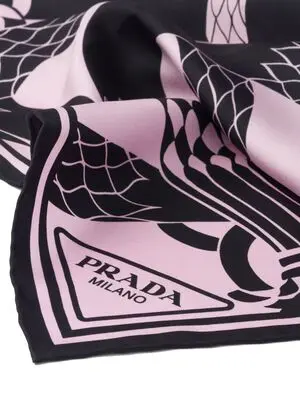 Prada Snake-print Twill Scarf