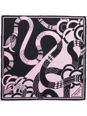 Prada Snake-print Twill Scarf