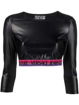 Versace Logo Cropped Top - Black