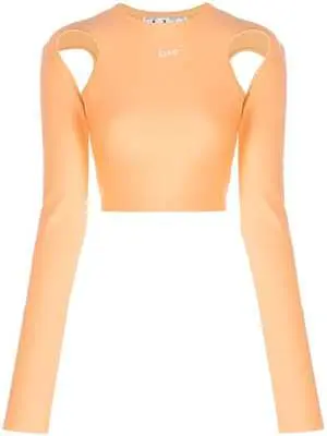 Off-White Cut-out Long-sleeve Top - Orange