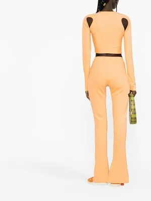Off-White Cut-out Long-sleeve Top - Orange
