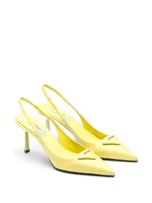 Prada Triangle Logo Slingback Pumps