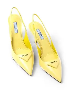 Prada Triangle Logo Slingback Pumps