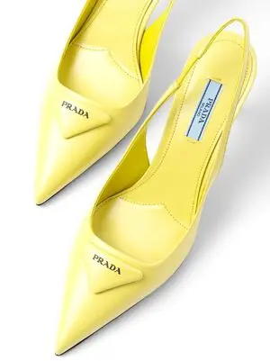 Prada Triangle Logo Slingback Pumps