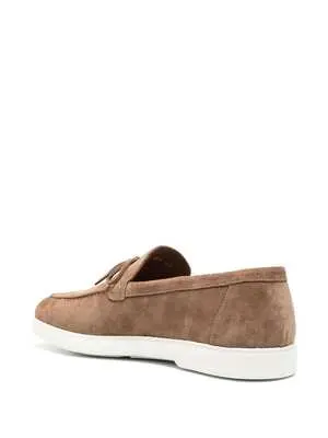 DOUCAL'S Lace-detailing Suede Loafers - Brown