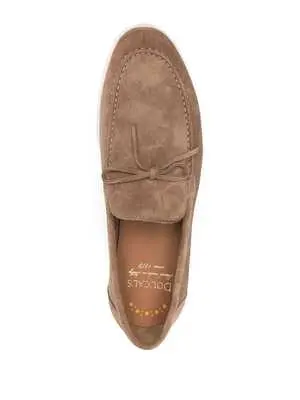DOUCAL'S Lace-detailing Suede Loafers - Brown