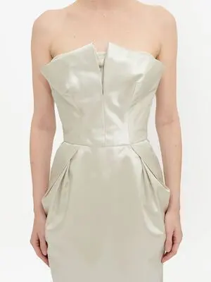 MAISON MARGIELA Cintzed Satin Midi Dress - Green